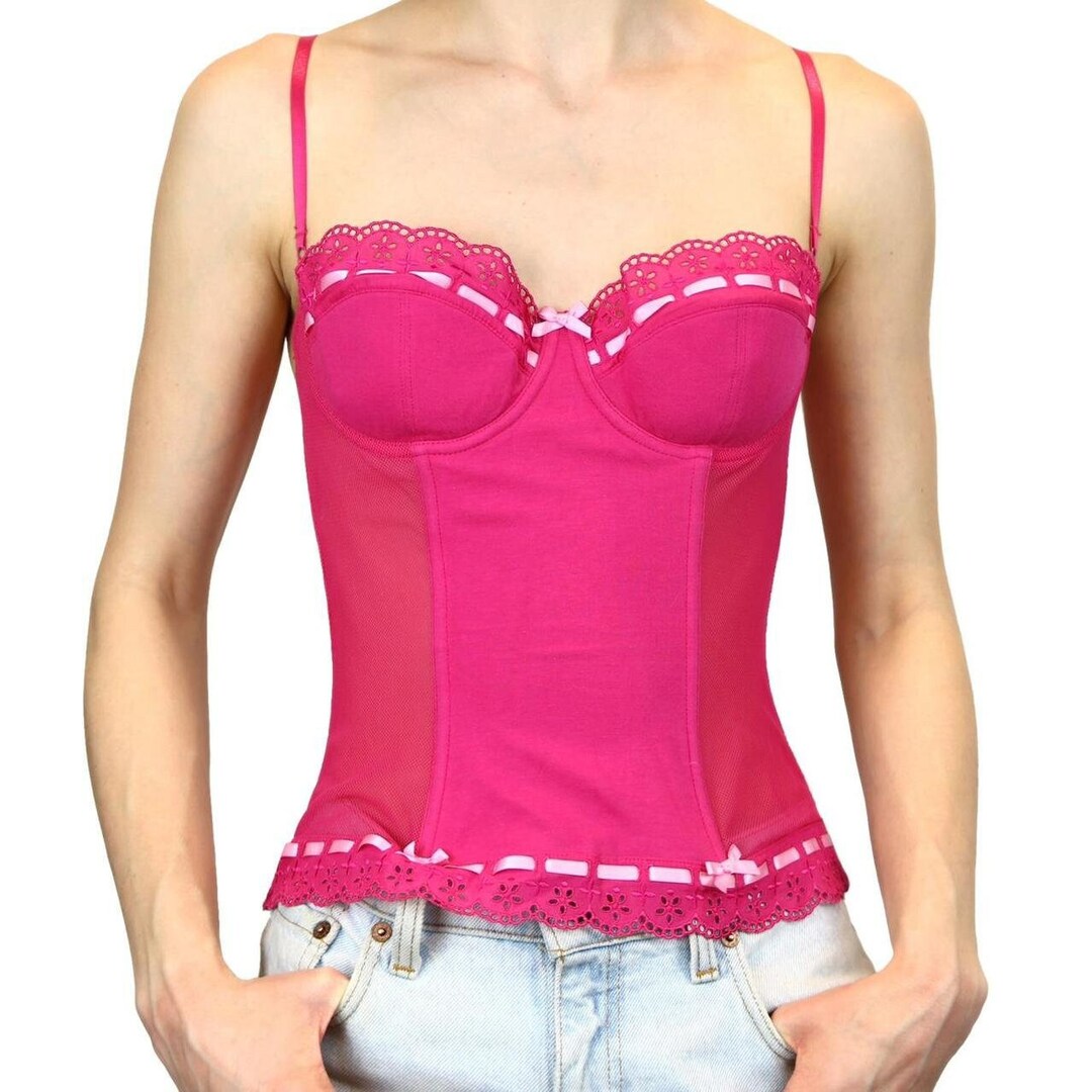 Vintage Pink Corset Bustier Top Etsy