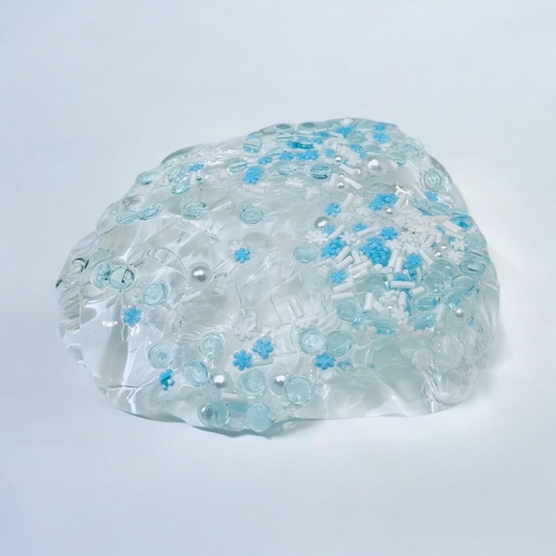 Winter in July Clear Slime With Silver Foil Slime for Relaxation Slime ...