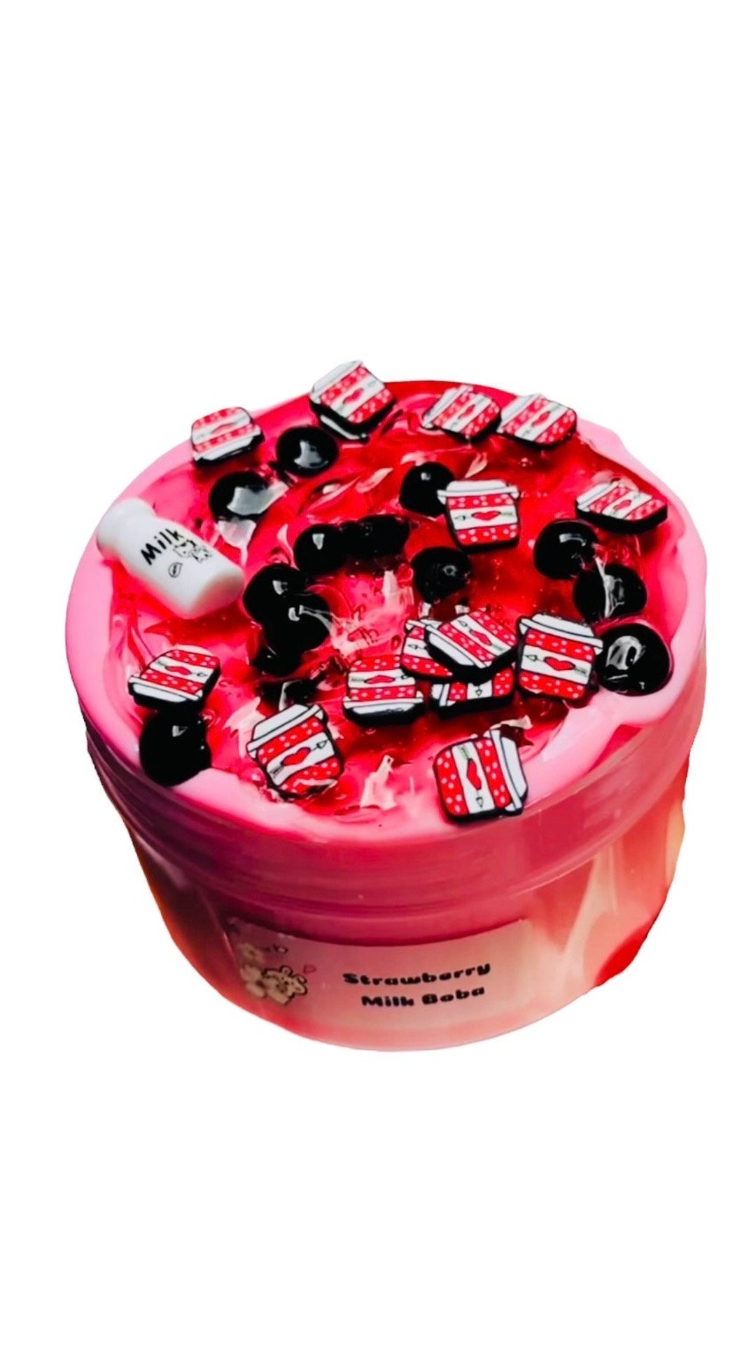 Strawberry Milk Boba Slime for Boba Drink Lover Slime Gift for Foodie ...