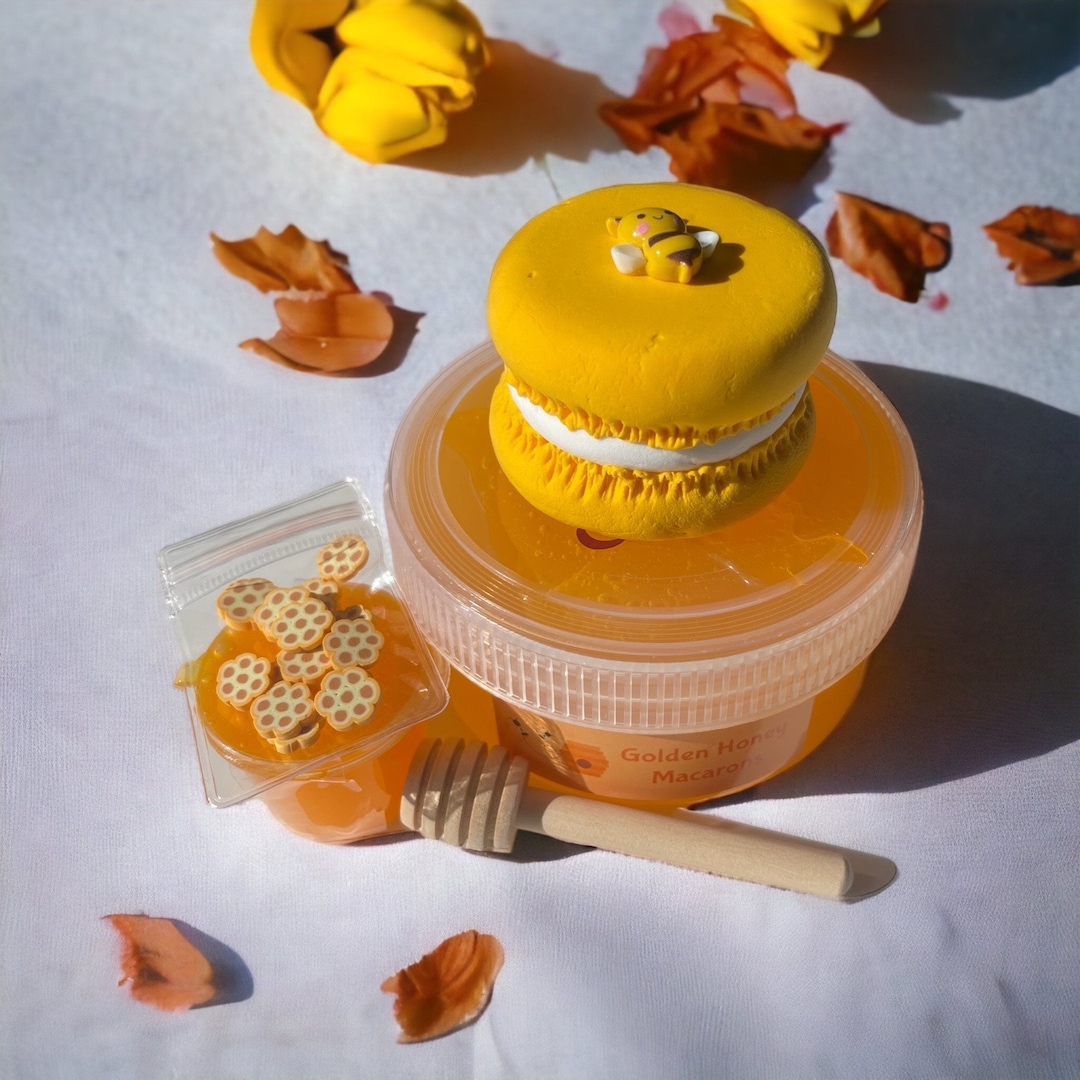 Golden Honey Macaron DIY Slime Honey Slime for Kid Slime for Stress ...