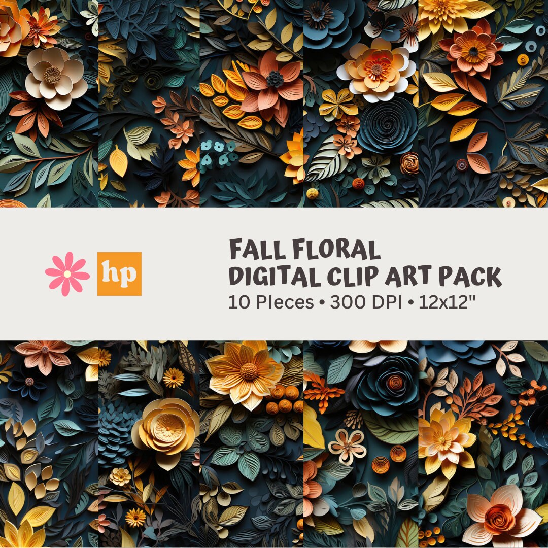 Fall Floral Bouquet Collection Digital Clip Art, Digital Design ...