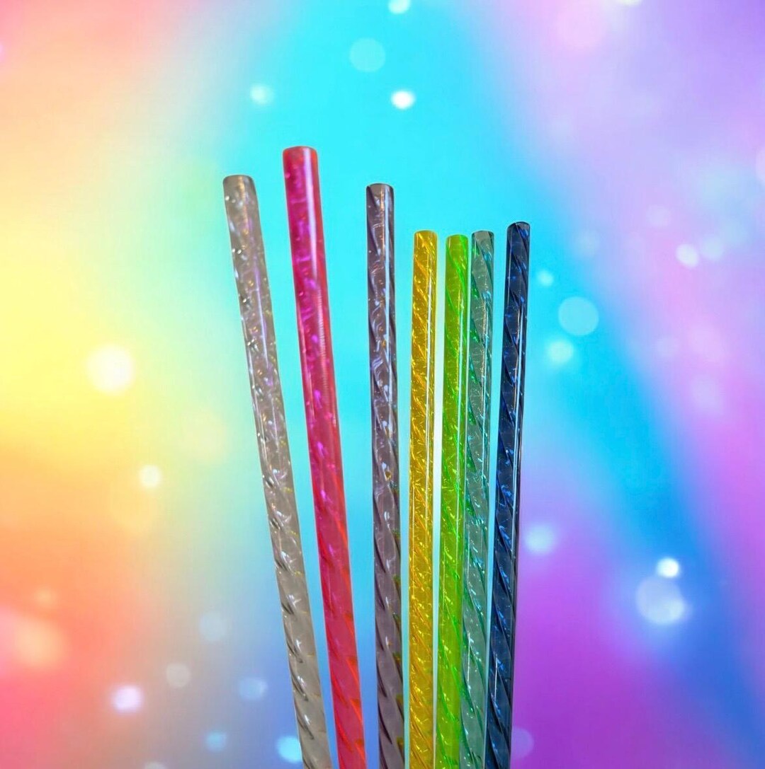 Colorful Neon Swirl Straws (glass Look Plastic) 10.25” or 12” Straw ...