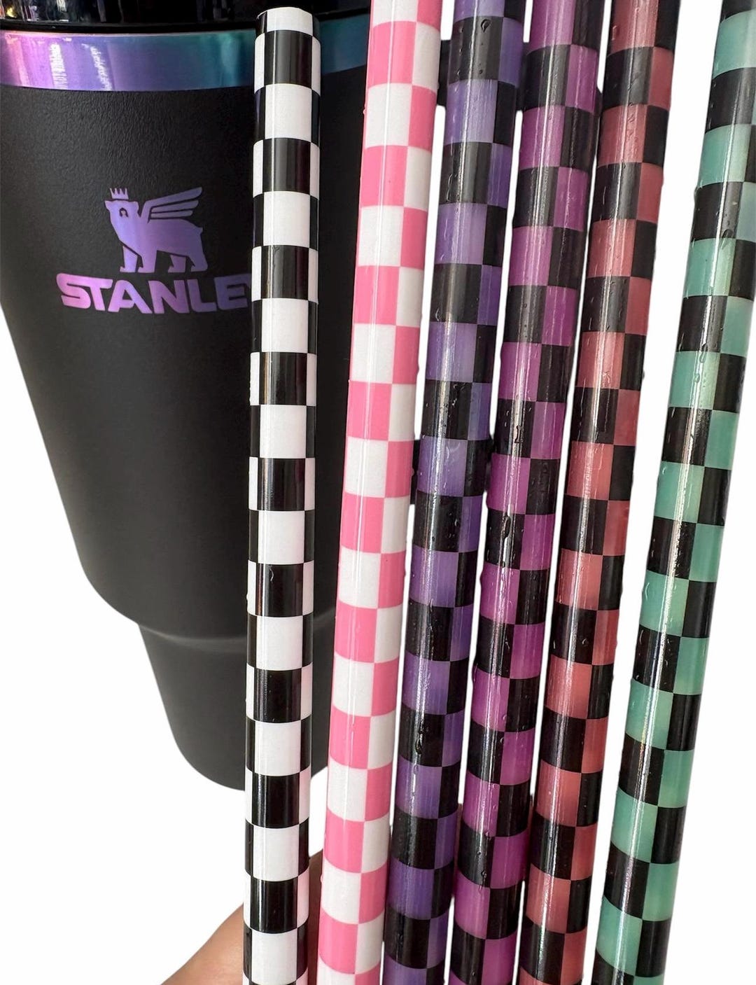 9” OR 12” Color Changing Checkered Print FAT Straws - Etsy
