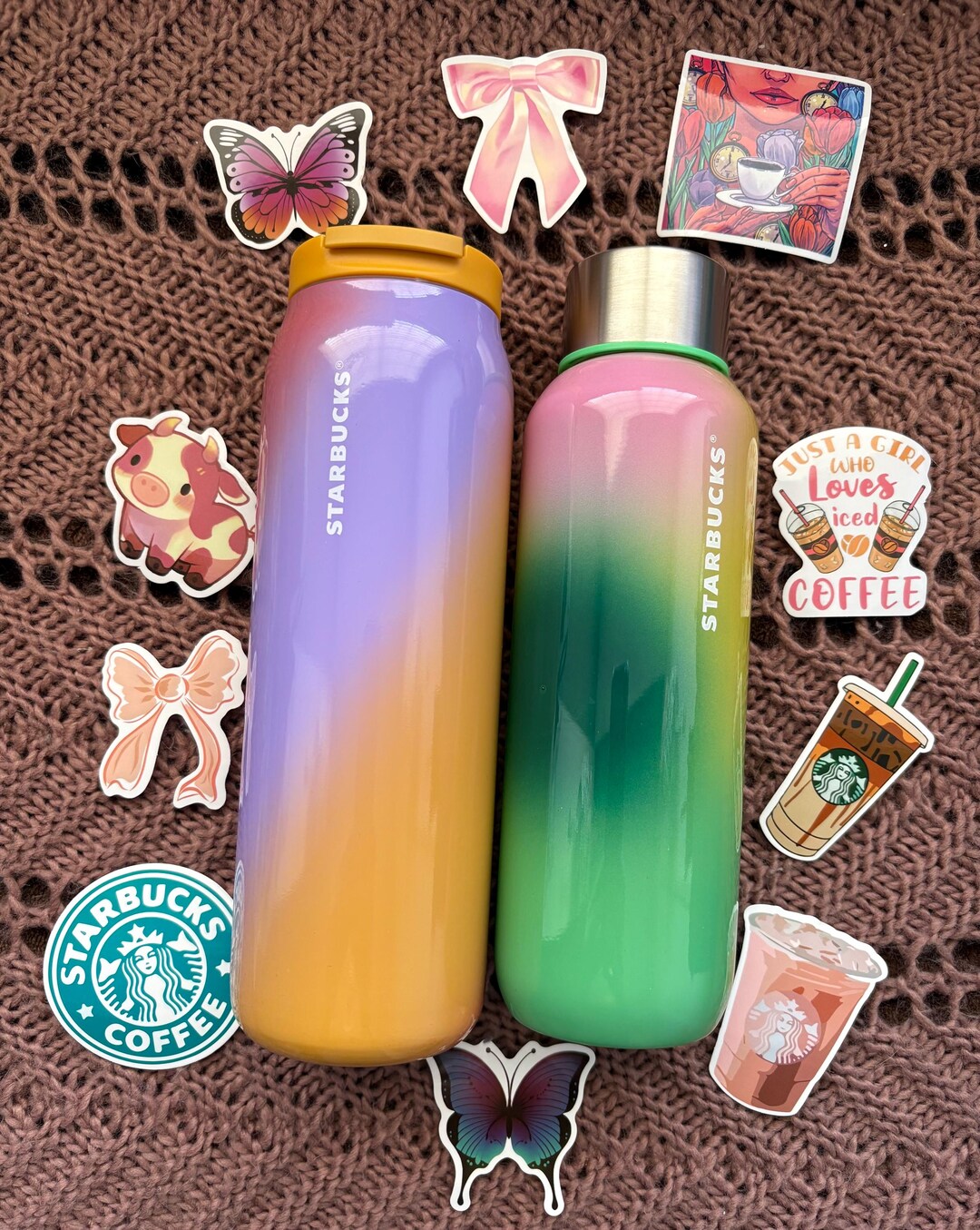 Handmade/custom Starbucks Gift Set-20oz Glass/stainless Steel Spring ...