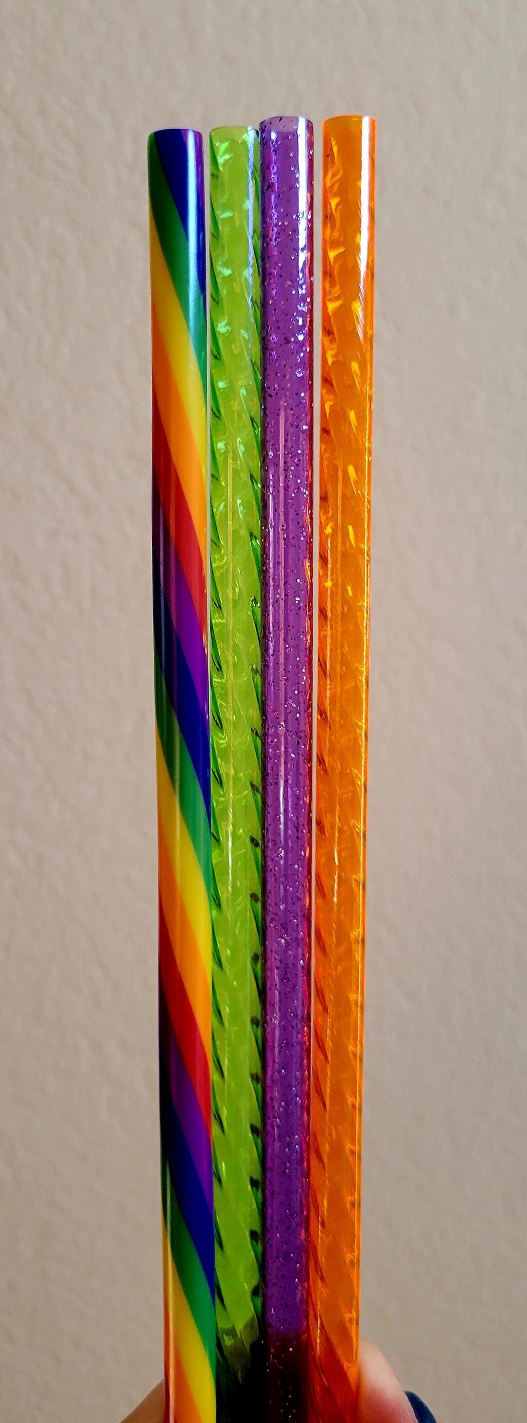 4-12" 9-10MM 12" Premium Jumbo Fat Straw Wide Pride Rainbow Stripe ...