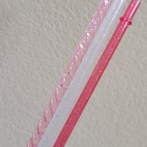 12 40oz Replacement Reusable Straw Rose Light Pink Shiny Crystal Sb ...