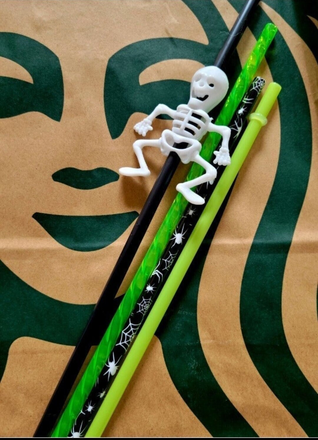 Halloween Straw Set Glow Green Crystal Shiny Skeleton Skull - Etsy