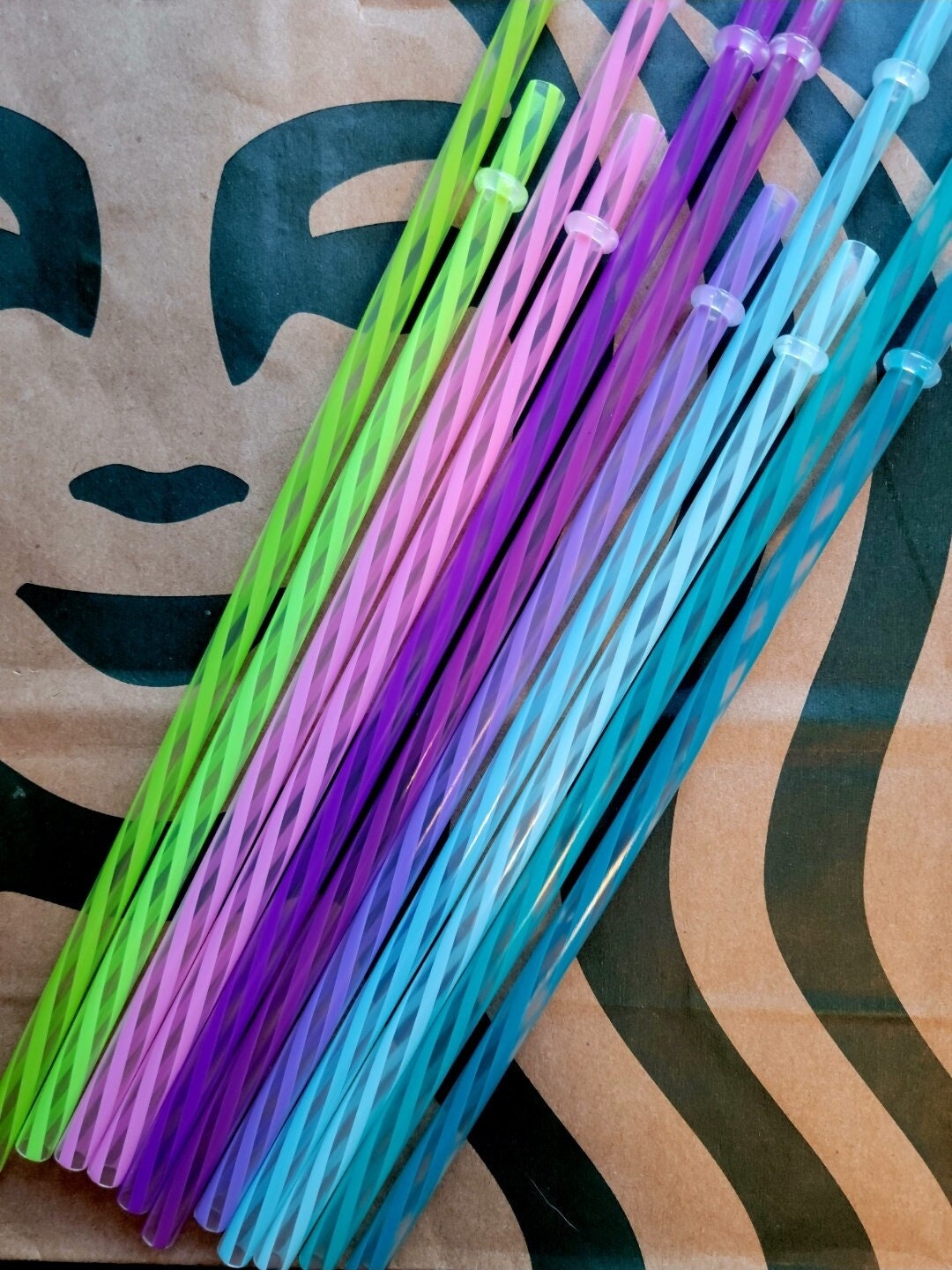 Reusable Replacement Grande Venti Striped Tumbler Straw Pink Clear Lime ...