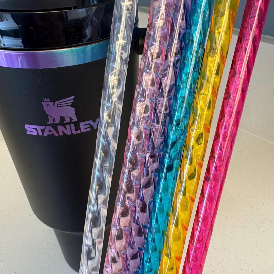 12” FAT Style Straws-glass “LOOK” Shiny Plastic - Etsy