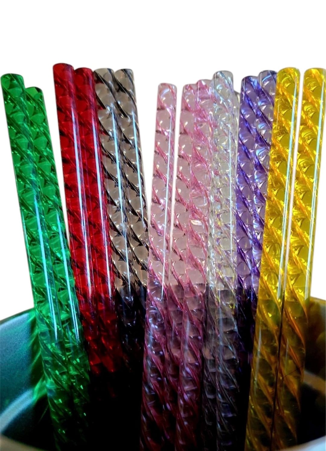 Glass “look” Swirly-shiny Plastic Straws-pick Length! - Etsy
