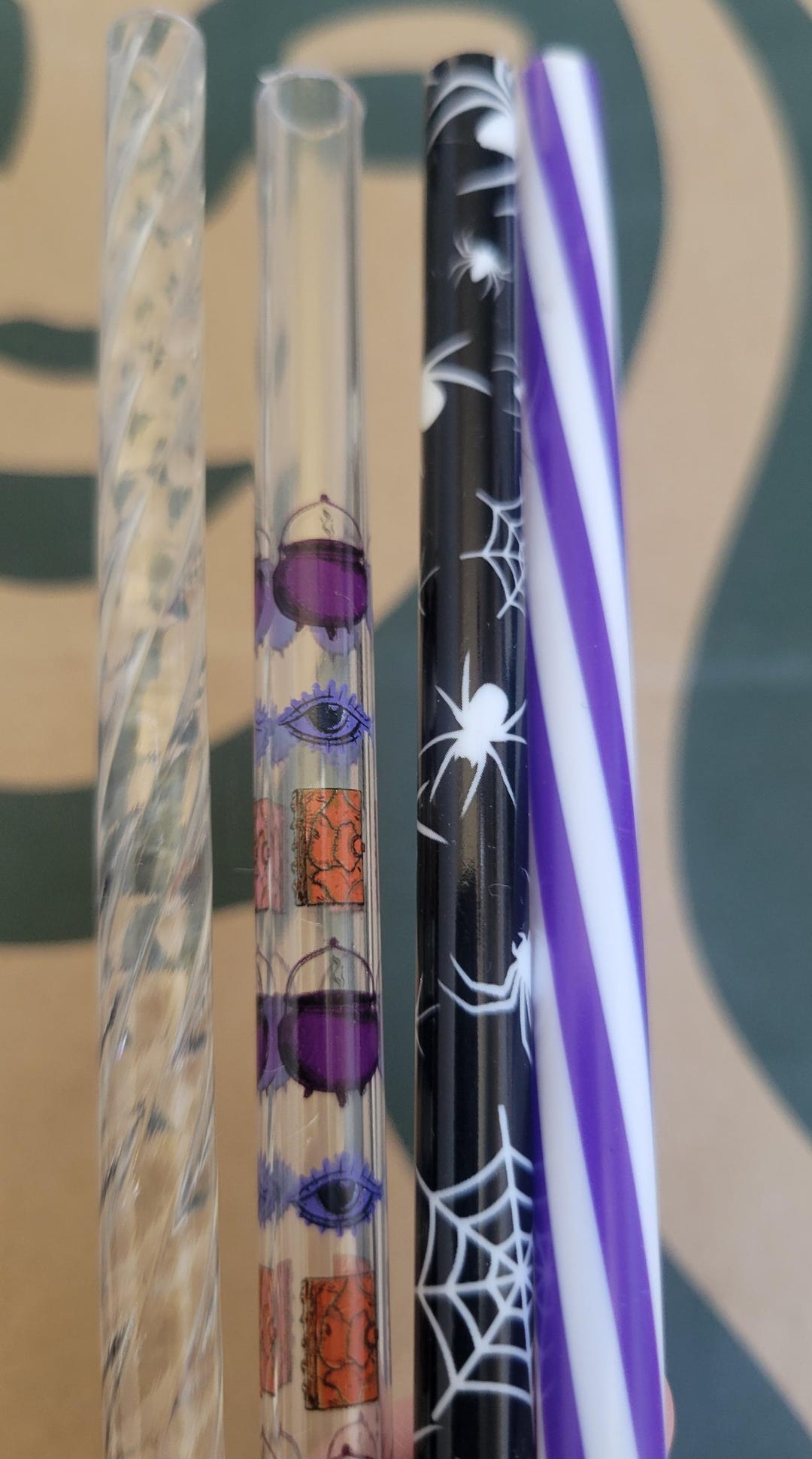 4-9 16/20oz Hocus Pocus Witches Print Clear Swirly Shiny Black Widow ...