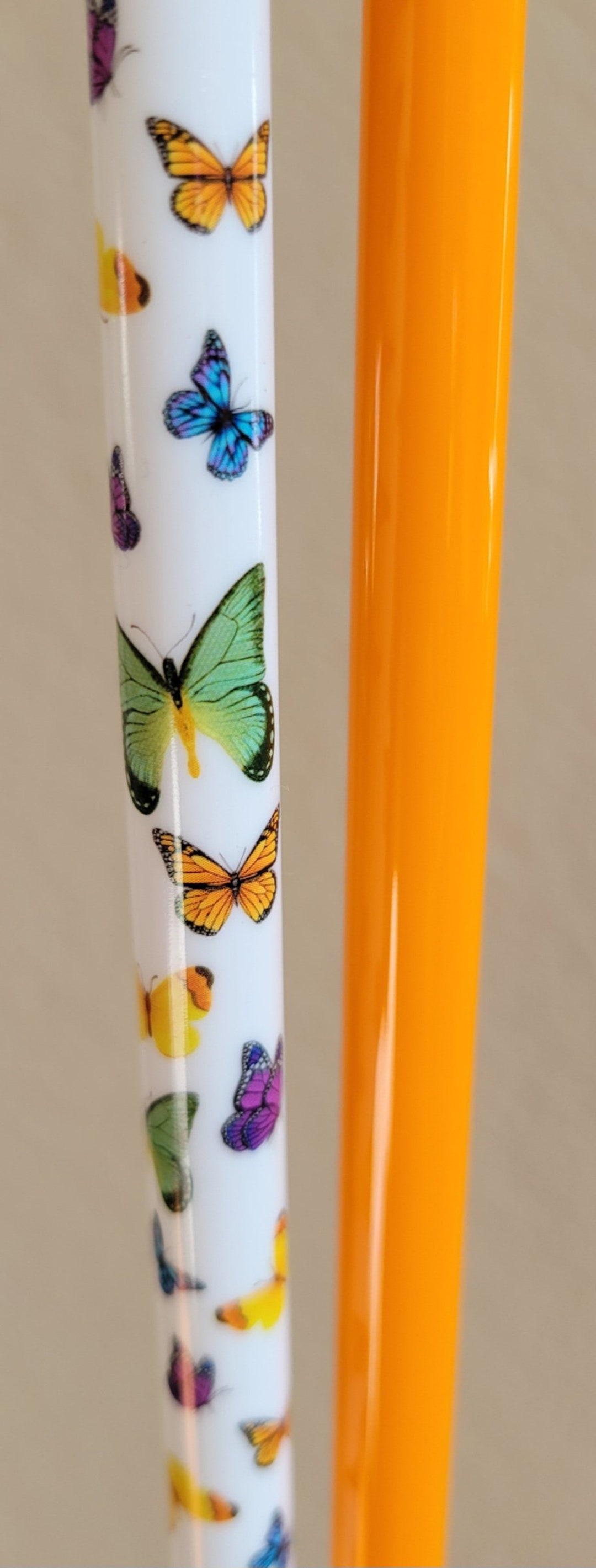 NEW RELEASE 12 10MM Premium Jumbo Fat Straw BUTTERFLY Print Wide White ...