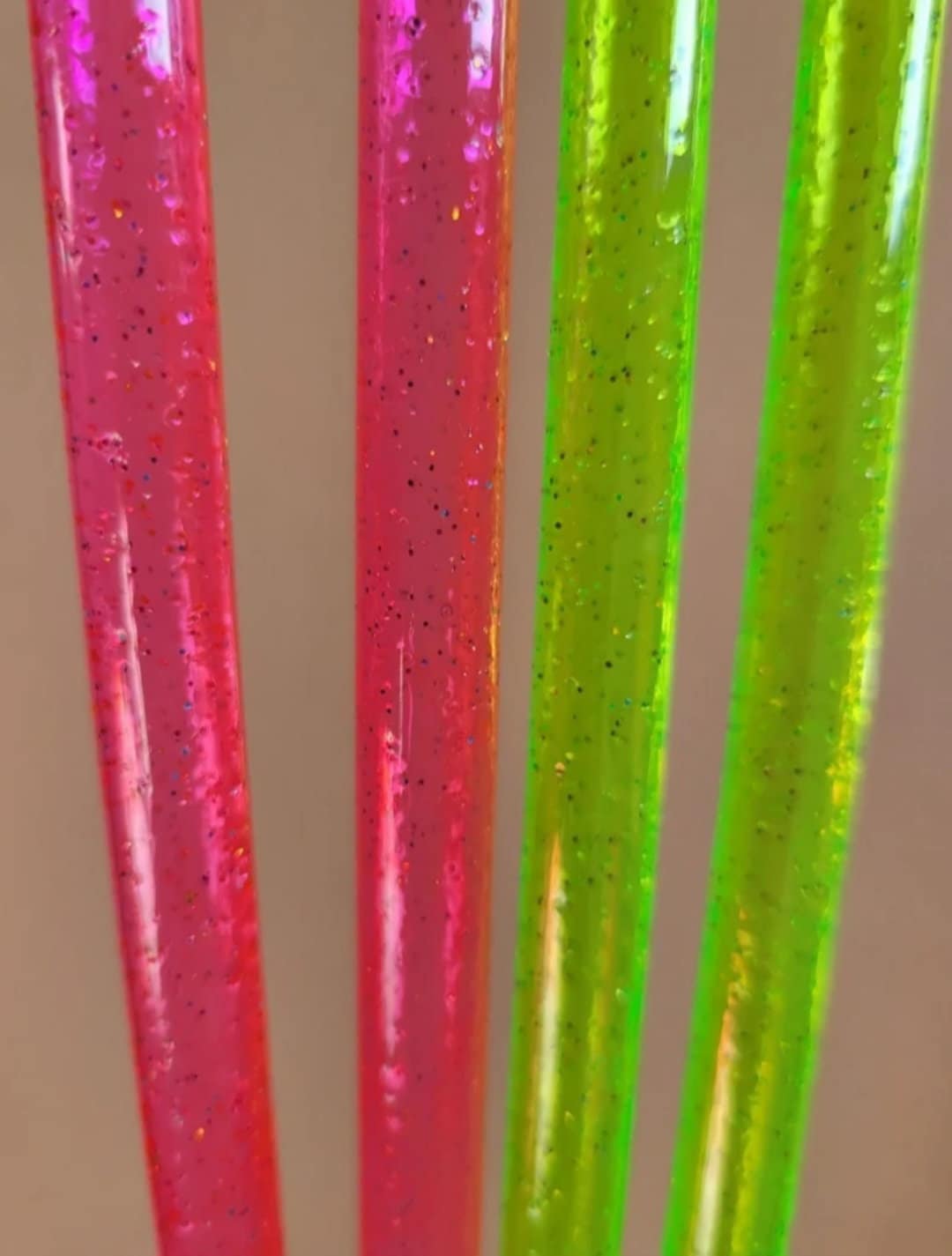 4-12 10mm FAT Hard Plastic Neon Hot Pink Fluorescent Lime Green Glitter ...