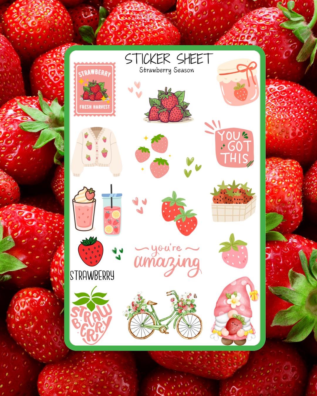 Sticker Sheet - Strawberry Season Theme - Etsy