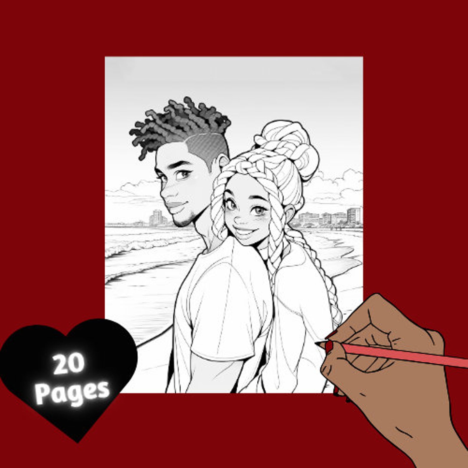 Valentine's Day Coloring Pages - Black Love Coloring Pages - Printable ...