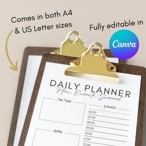Digital Daily Planner, Printable Scheduling Template, Editable in Canva ...