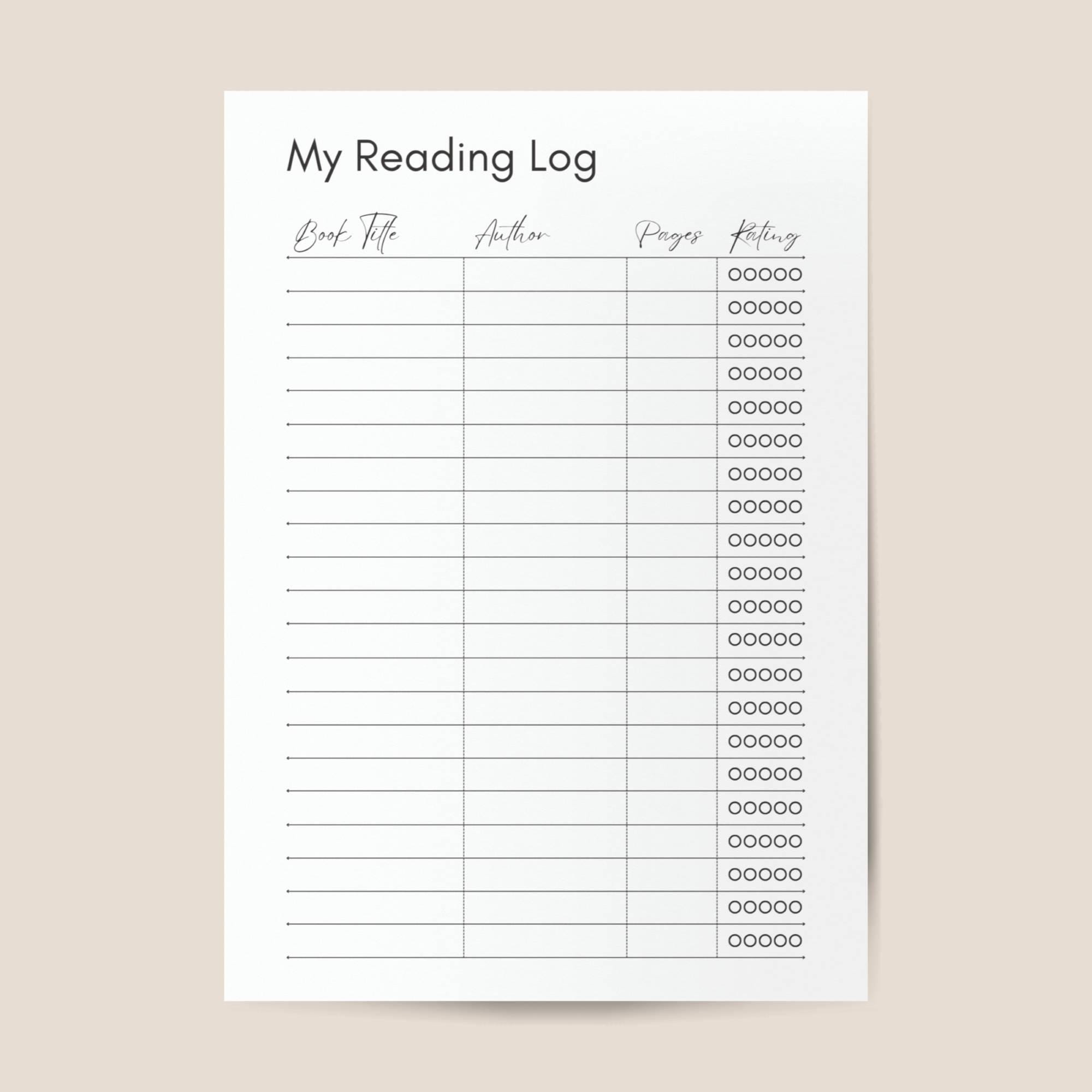 Editable Reading Log Printable: Book Tracker (digital Download) - Etsy