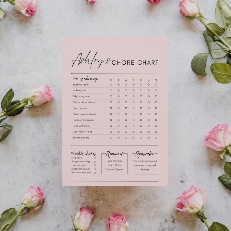 Kids Weekly Chore Chart, Editable Chores Template, To-do List Print ...