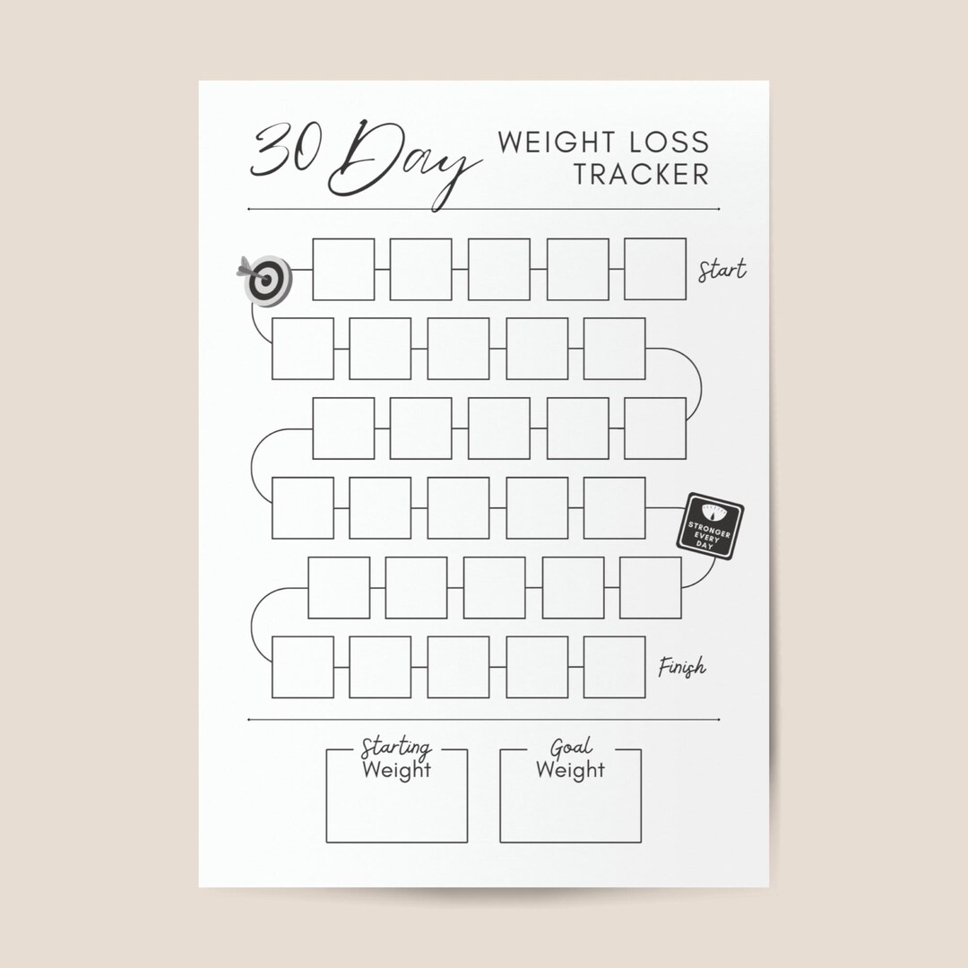 30 Day Weight Loss Challenge Tracker: Printable Goal Planner (A4 & US ...
