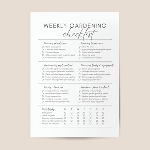 Weekly Gardening Checklist Editable, Printable Garden Planner ...