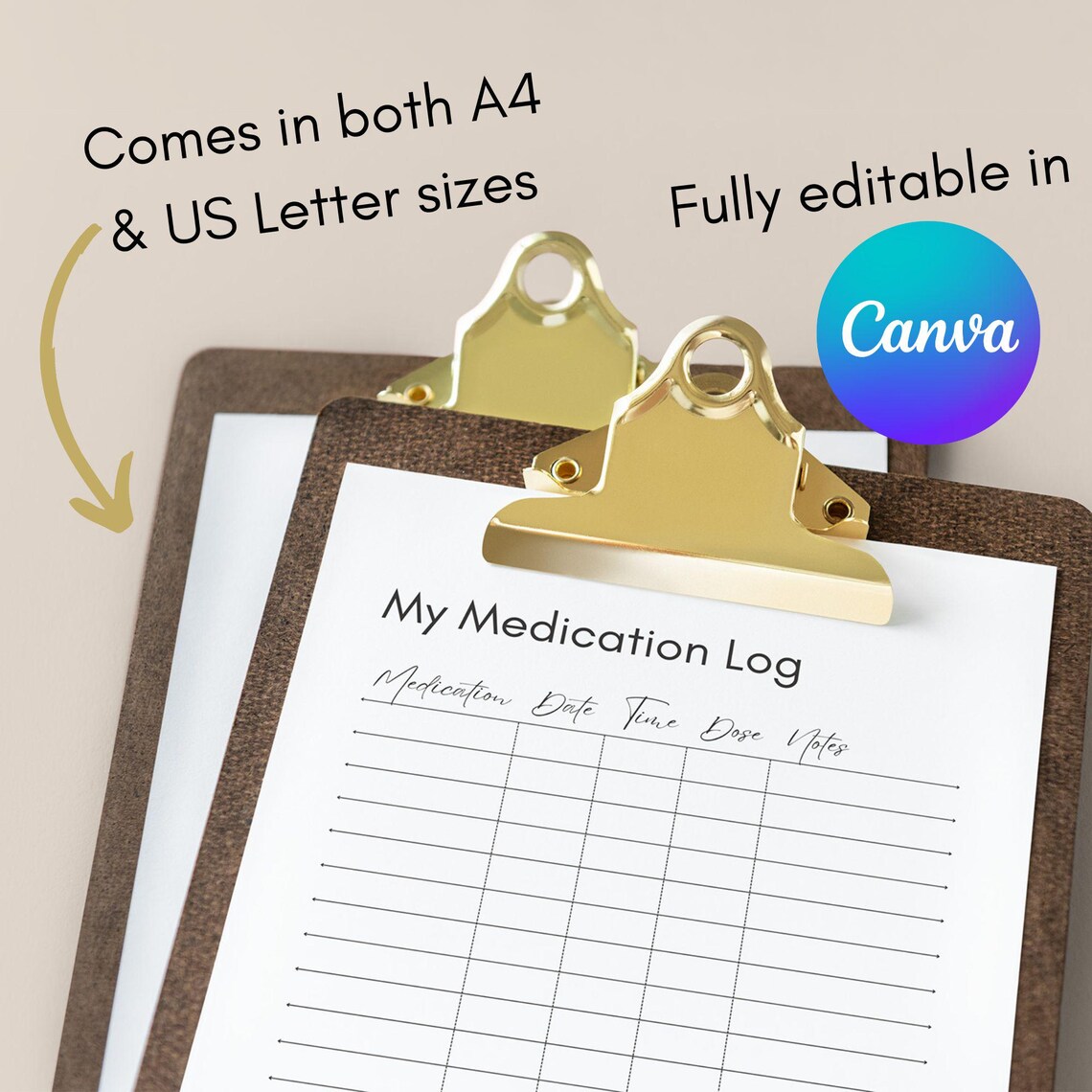 Medication Log Printable: Daily Pill Tracker, Editable Health Planner ...