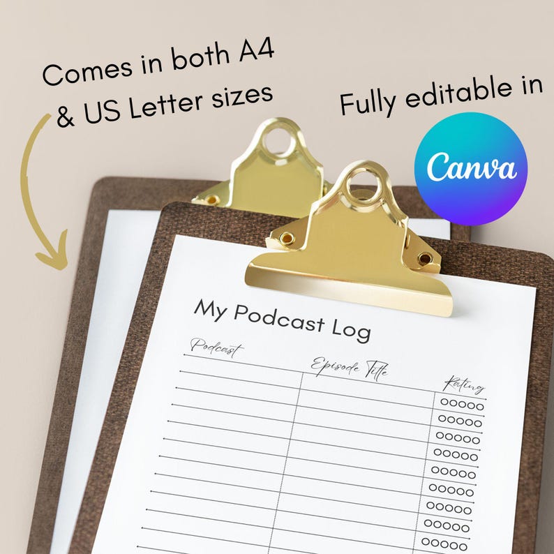 Podcast Log Printable: Episode Tracker & Journal (digital Download) - Etsy
