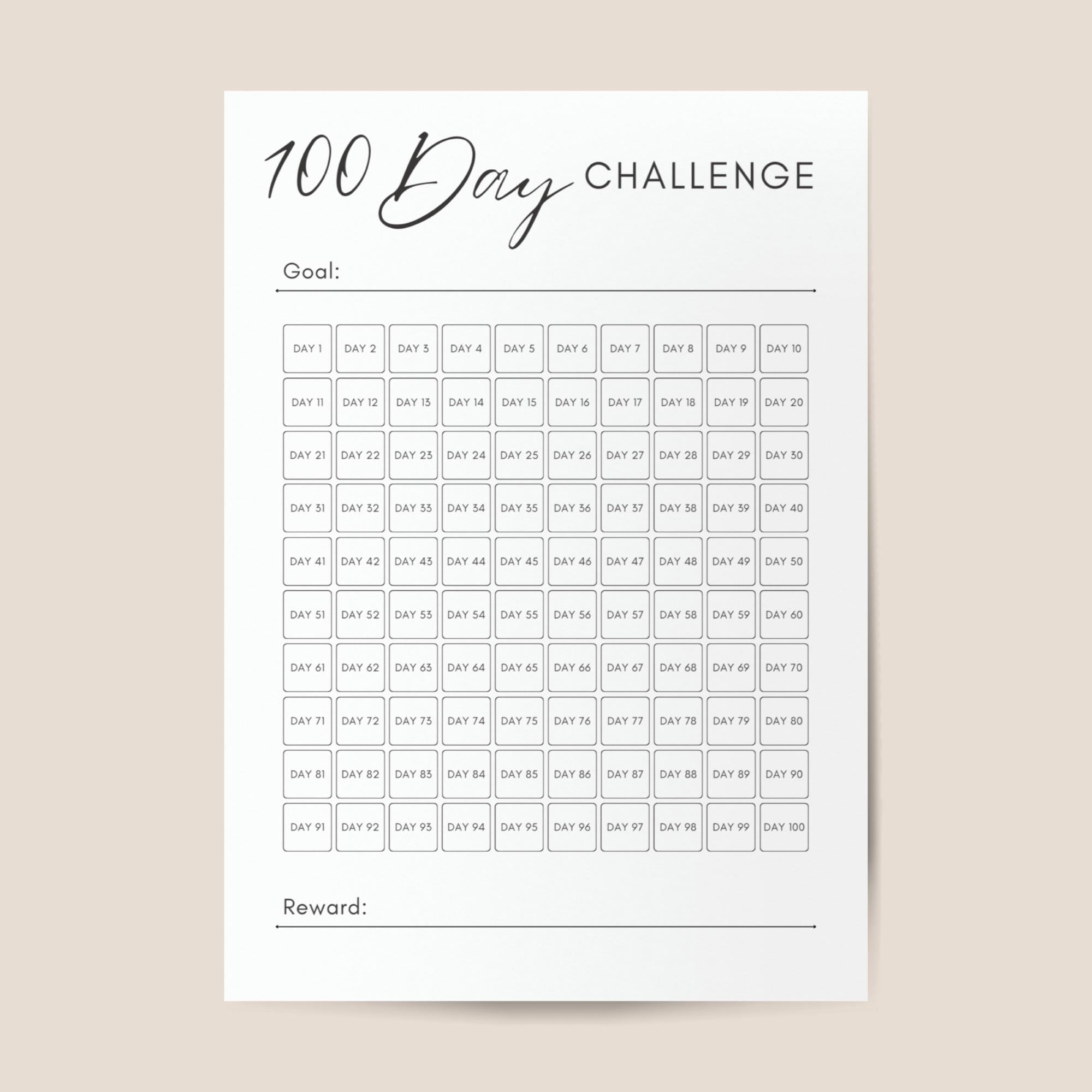 100 Day Challenge, Habit Tracker, Goal Setting, Progress Planner ...