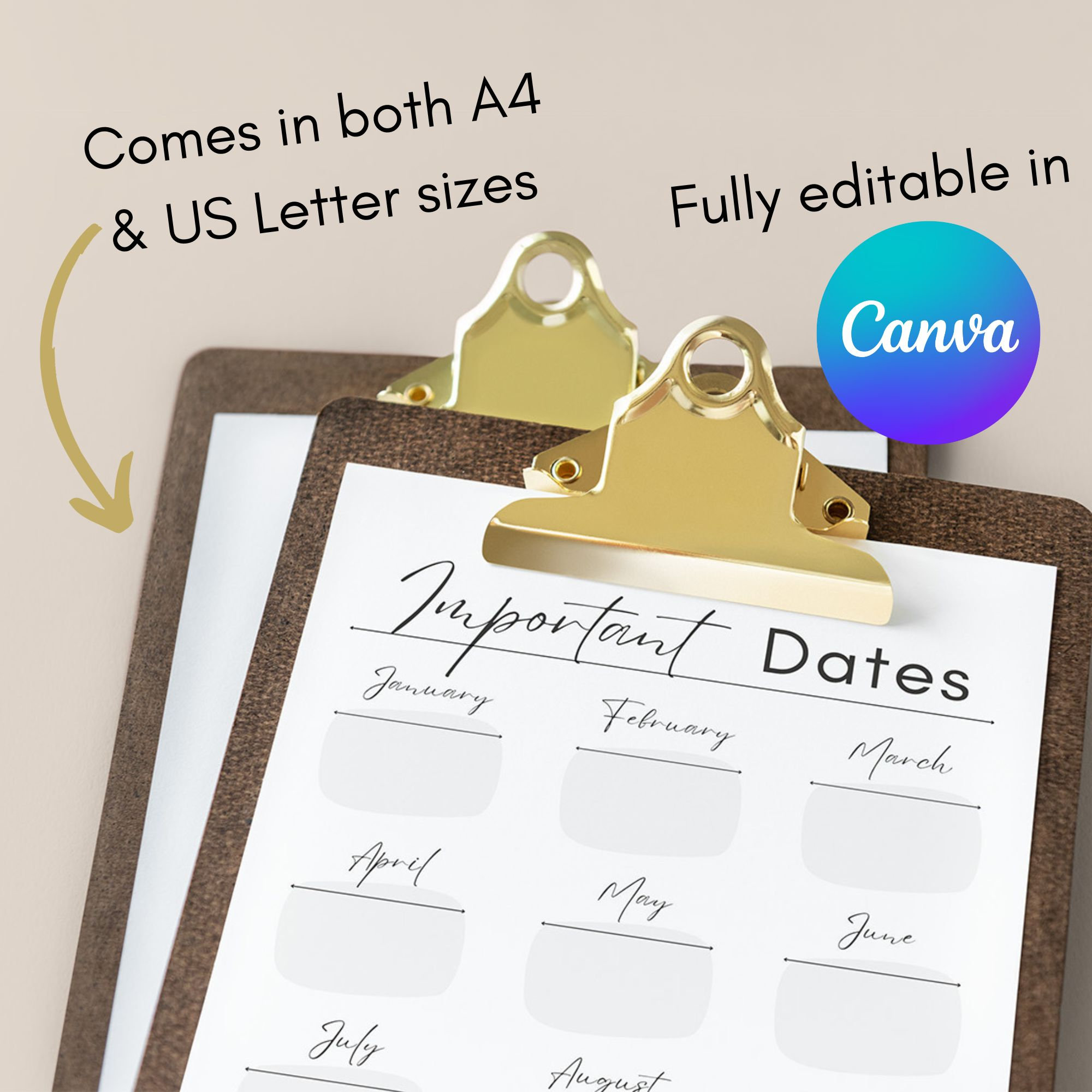 Yearly Important Dates Tracker, Printable Template, Track Birthdays ...