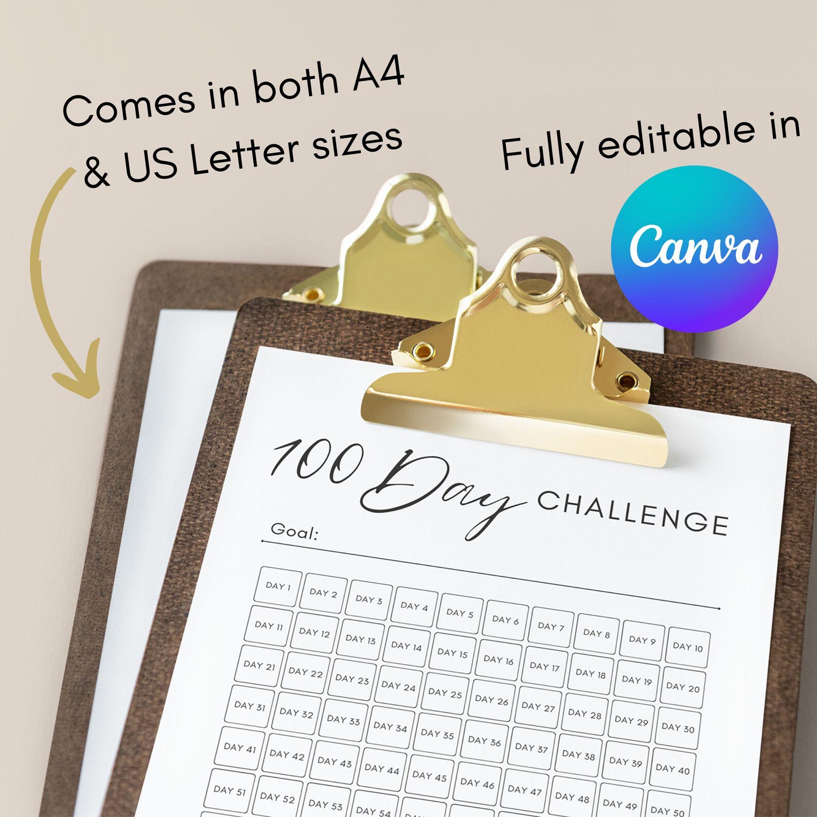 100 Day Challenge, Habit Tracker, Goal Setting, Progress Planner ...