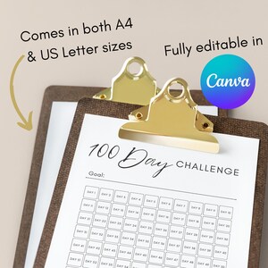 100 Day Challenge, Habit Tracker, Goal Setting, Progress Planner ...
