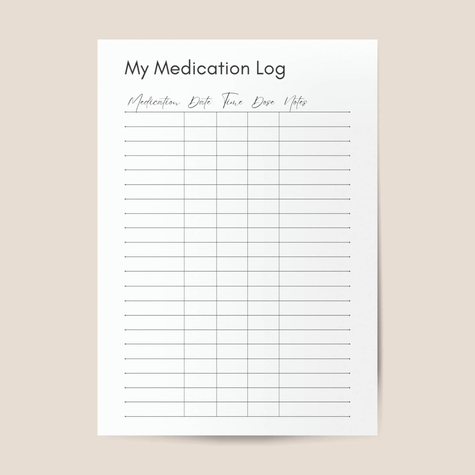 Medication Log Printable, Editable Medicine Tracker, Customizable ...