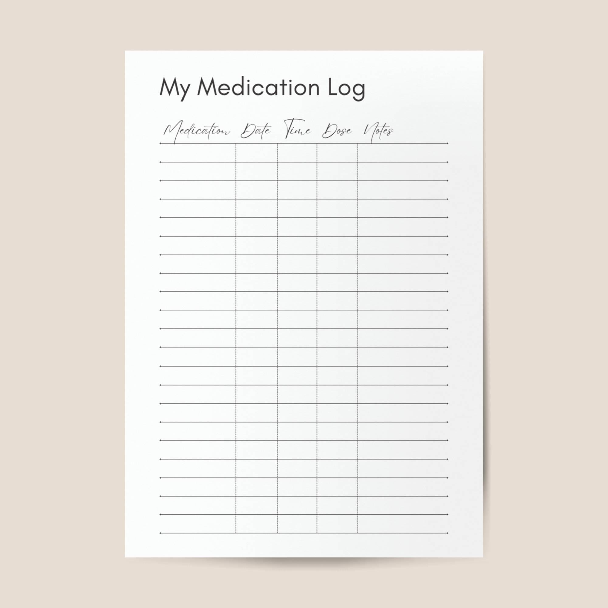 Medication Log Printable, Editable Medicine Tracker, Customizable ...
