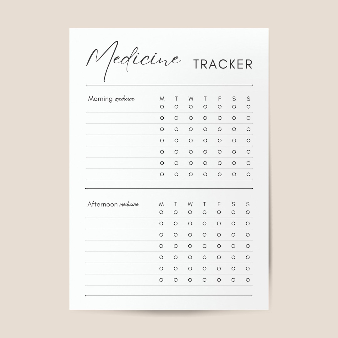 Printable Weekly Medicine Tracker: Pill & Supplement Schedule (digital ...