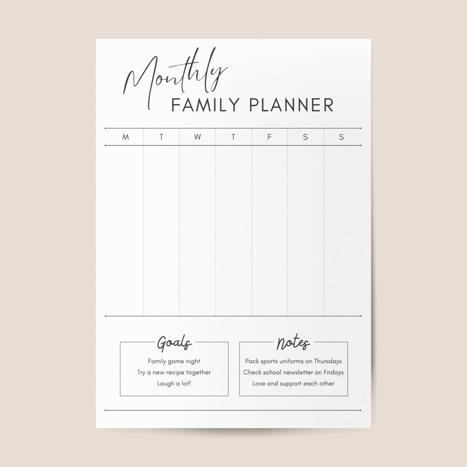 Editable Monthly Family Planner: Canva Printable Organizer (digital ...