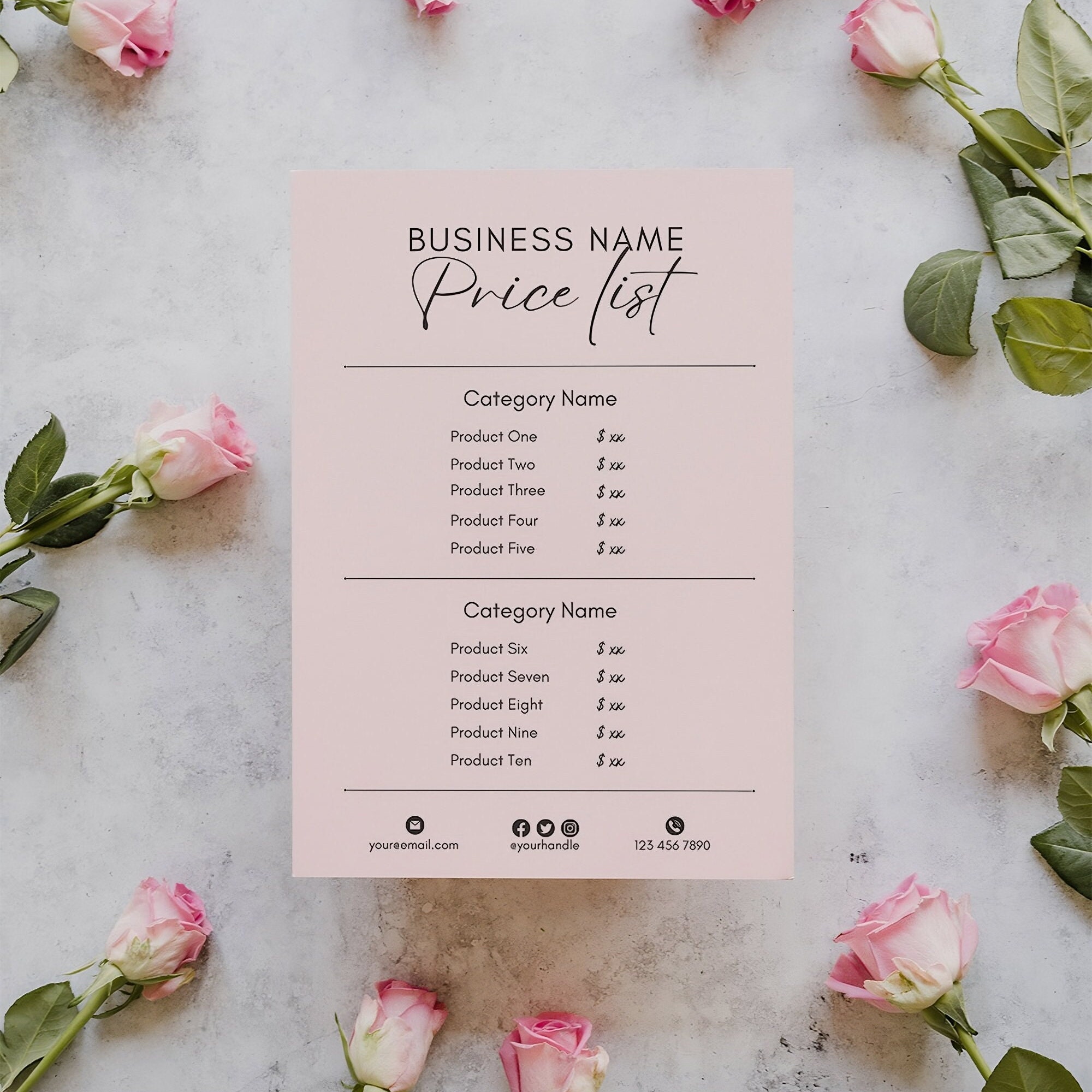 Price List Template for Market Stalls & Small Business, Minimalist ...