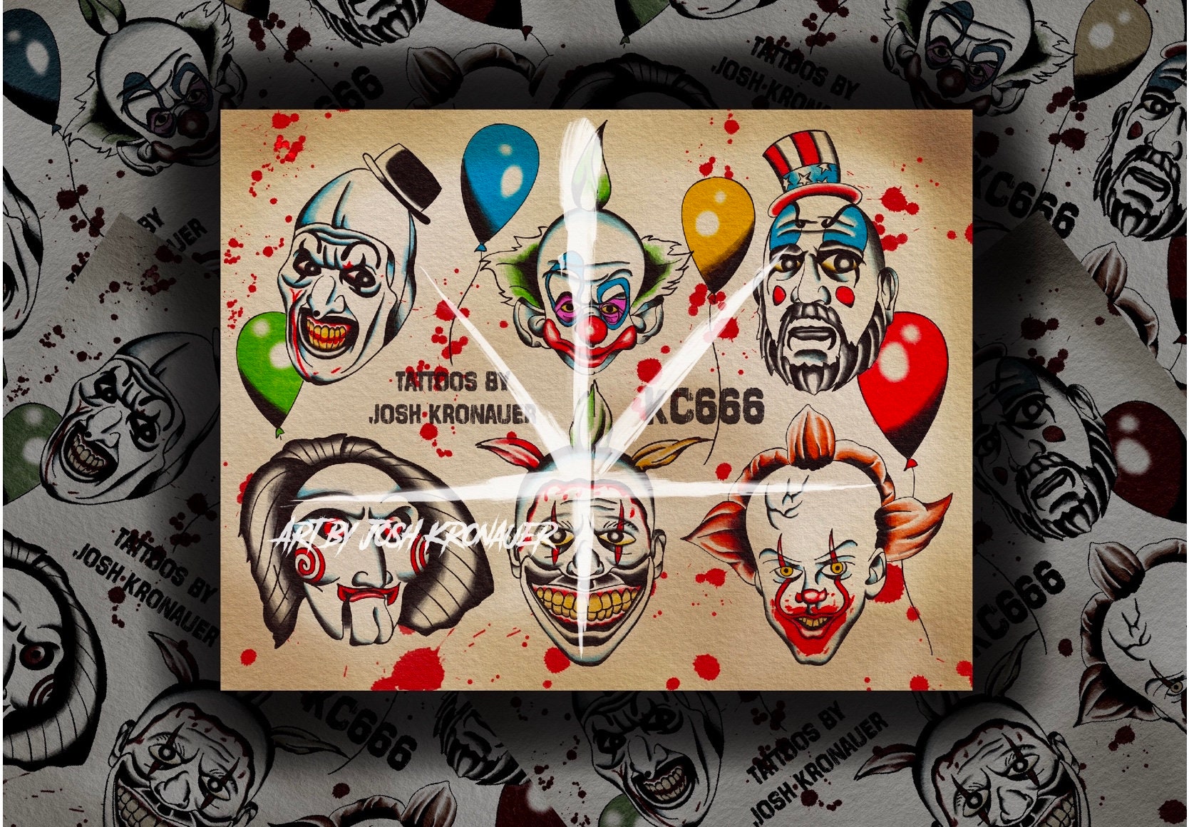 Killer Clowns Tattoo Flash Sheet - Etsy