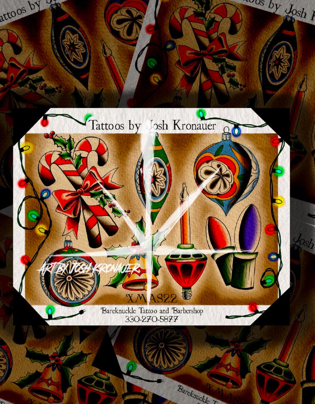 Christmas Classic Tattoo Flash Sheet - Etsy