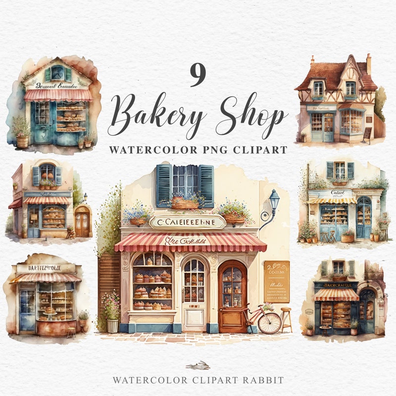 Watercolor Bakery Clipart - Etsy