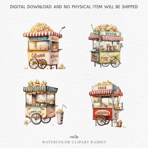 Popcorn Stand Clipart | Watercolor Food Clipart | Cinema Food PNG ...
