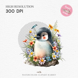 Baby Penguin Clipart Watercolor Ocean Animals PNG Cute - Etsy