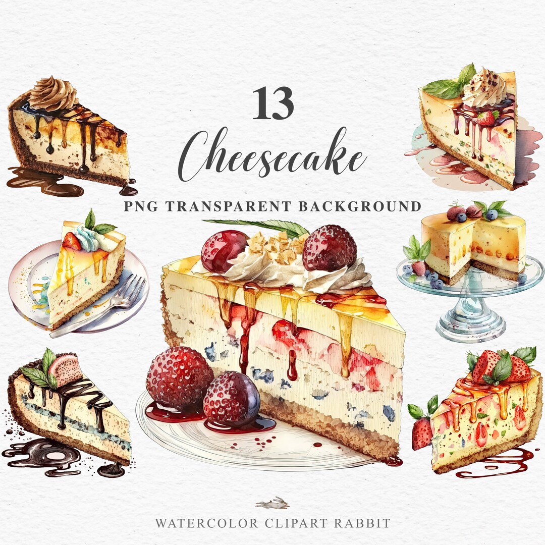 Watercolor Cheesecake Clipart | Cheesecake PNG | Kawaii Clipart for ...