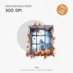 Spooky Window PNG | Horror Scary Art | Watercolor House Pumpkin ...