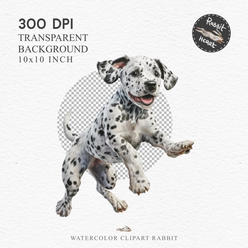 Dalmatian Clipart Jumping Dog PNG Watercolor Puppies in - Etsy