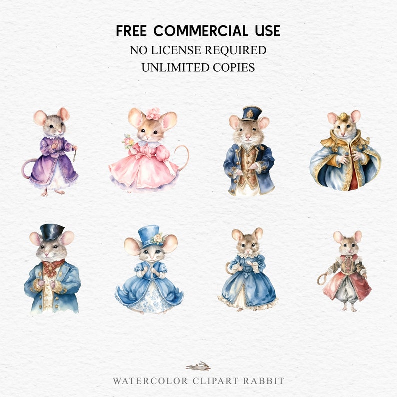 Victorian Mouse Clipart Watercolor Dressed Mouse PNG - Etsy