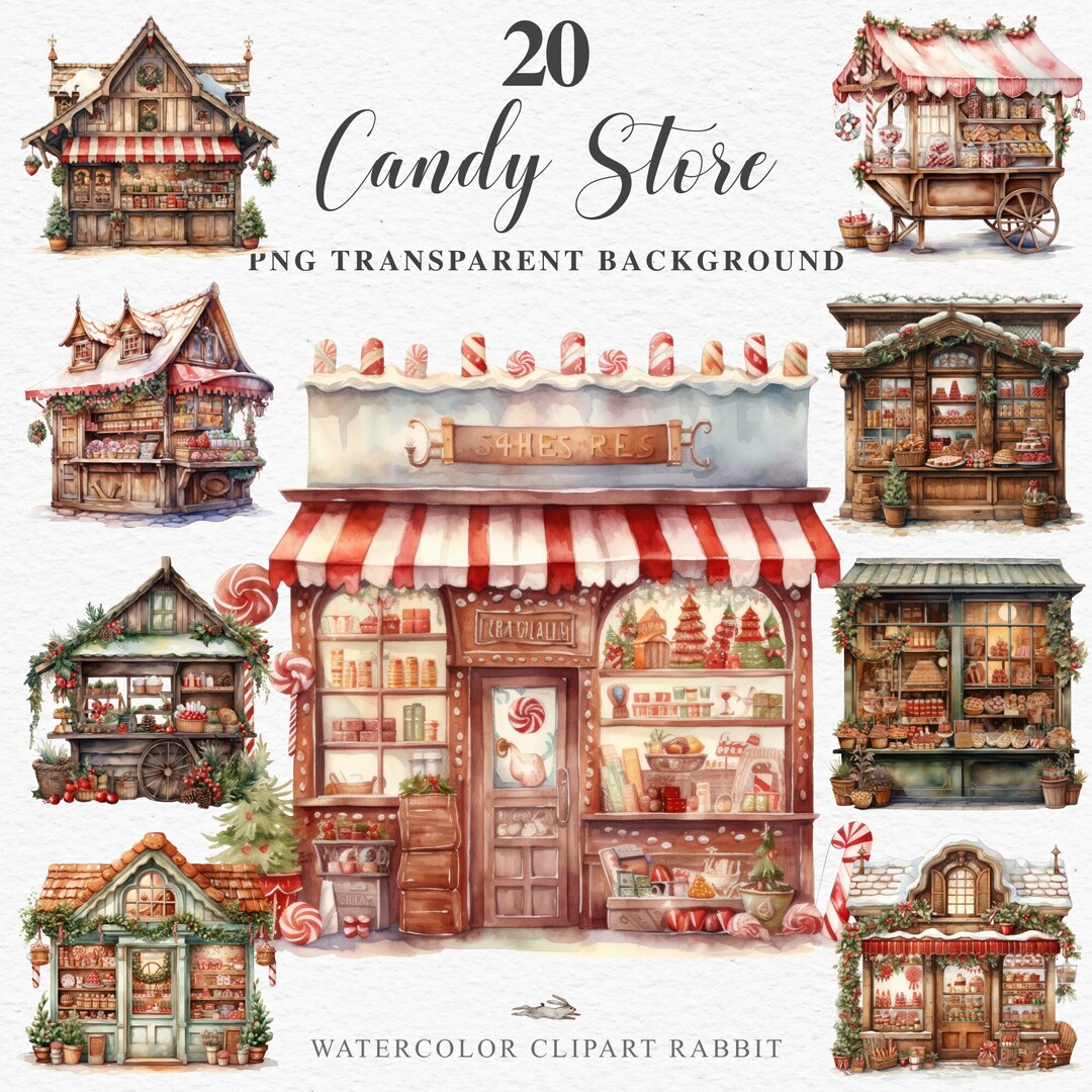 Christmas Candy Store Shop PNG Xmas Storefront Clipart Bundles - Etsy UK