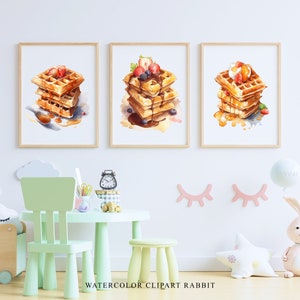 Waffles Breakfast Clipart | Watercolor Food Clipart | Waffle PNG ...