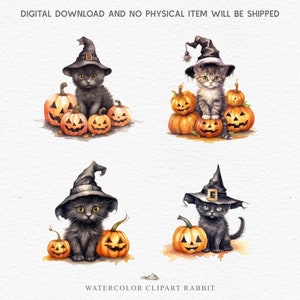 Witchy Kitten Cat PNG | Halloween Clipart Bundles | Spooky Decor | Junk ...