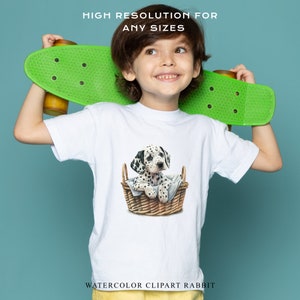 Dalmatian Clipart Jumping Dog PNG Watercolor Puppies in Basket Flowers ...