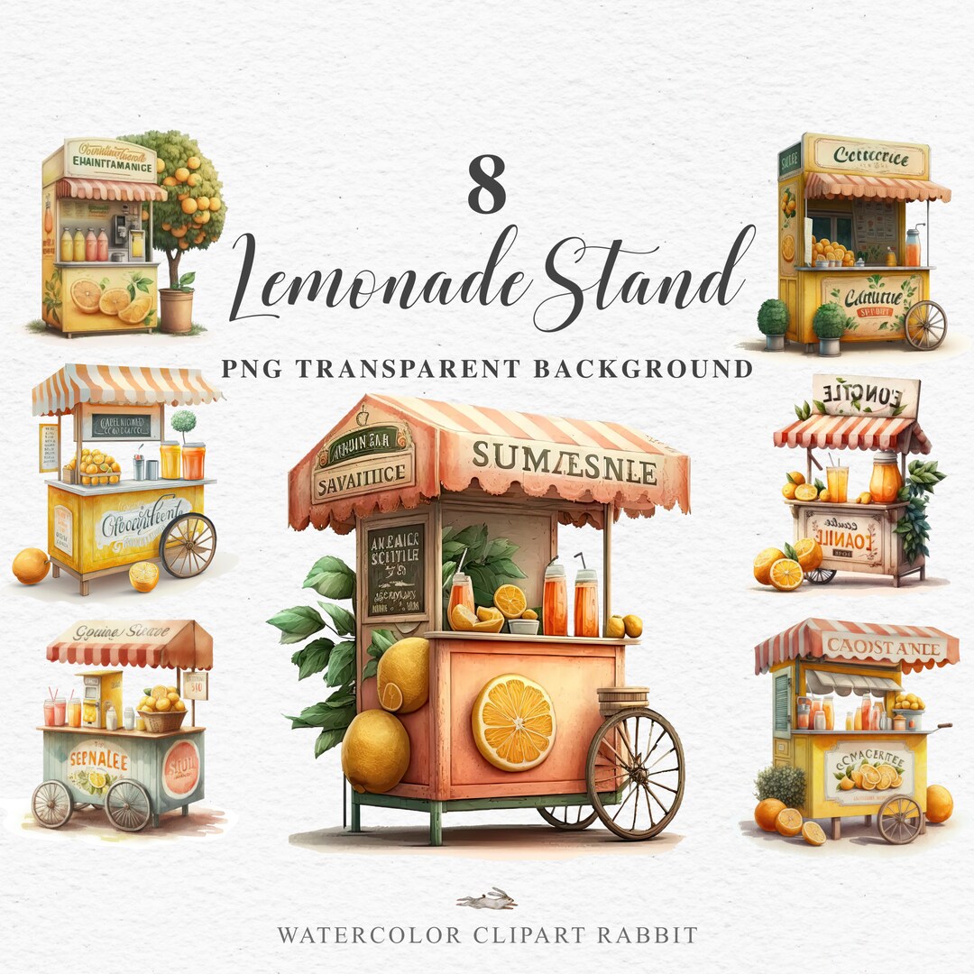 Orange Lemon Lemonade Stand Clipart | Drink Storefront PNG ...
