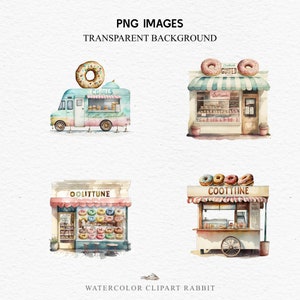 Donuts Stand PNG | Baking Clipart | Watercolor Sweets PNG | Food ...